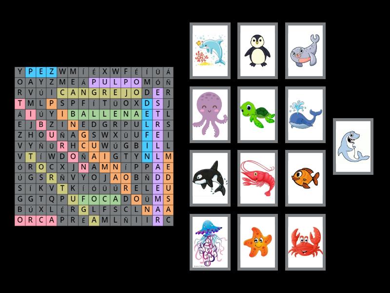 ANIMALES MARINOS - Sopa de letras