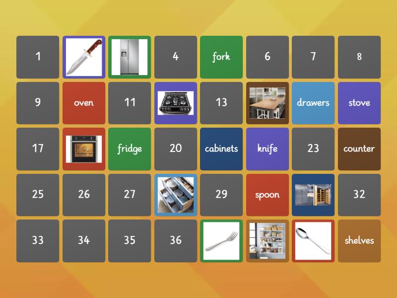 kitchen furniture memory game - Matching pairs