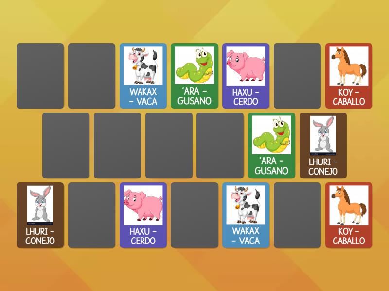 RULETA DE ANIMALES DOMESTICOS EN XINKA - Matching pairs