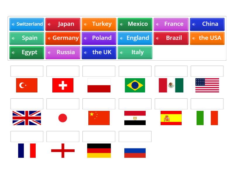 English File Beginner 1B countries sound - Match up
