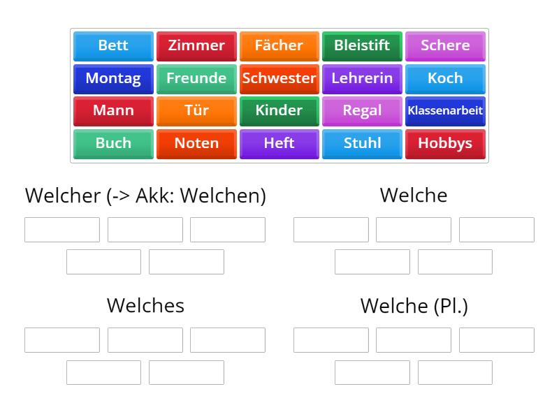 Welcher/Welche/Welches - Group sort