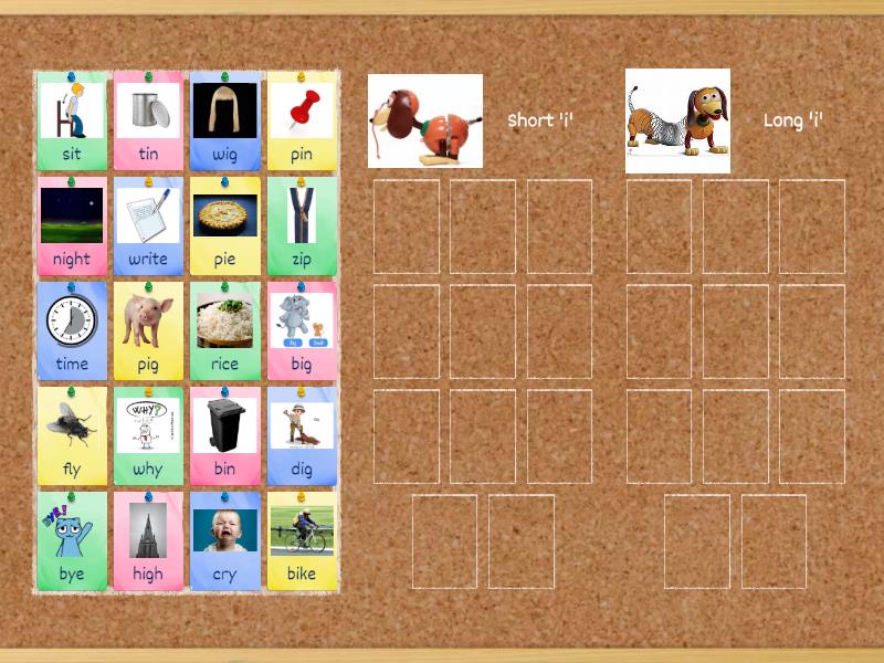 Short 'i' /i/ and long 'i' /ie/ (_i_e / ie / y / ye/igh) - Group sort