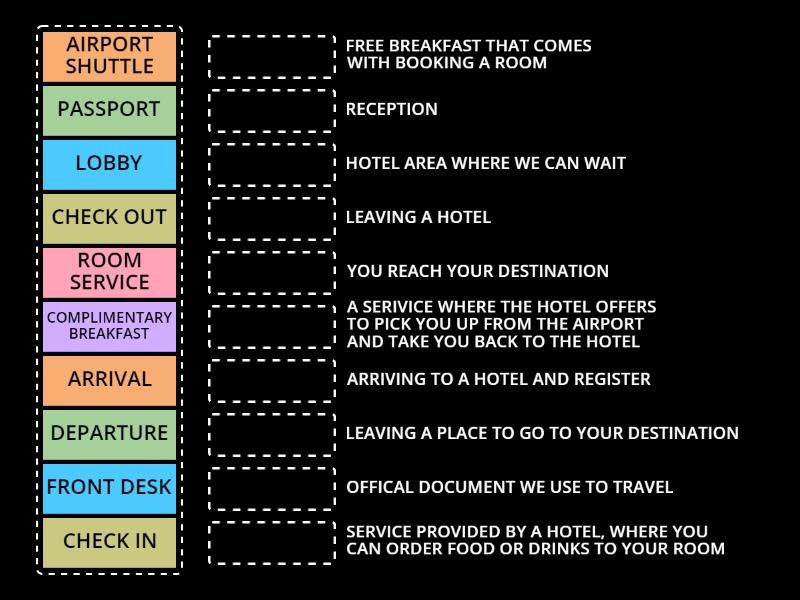 Hotel Words - Match up