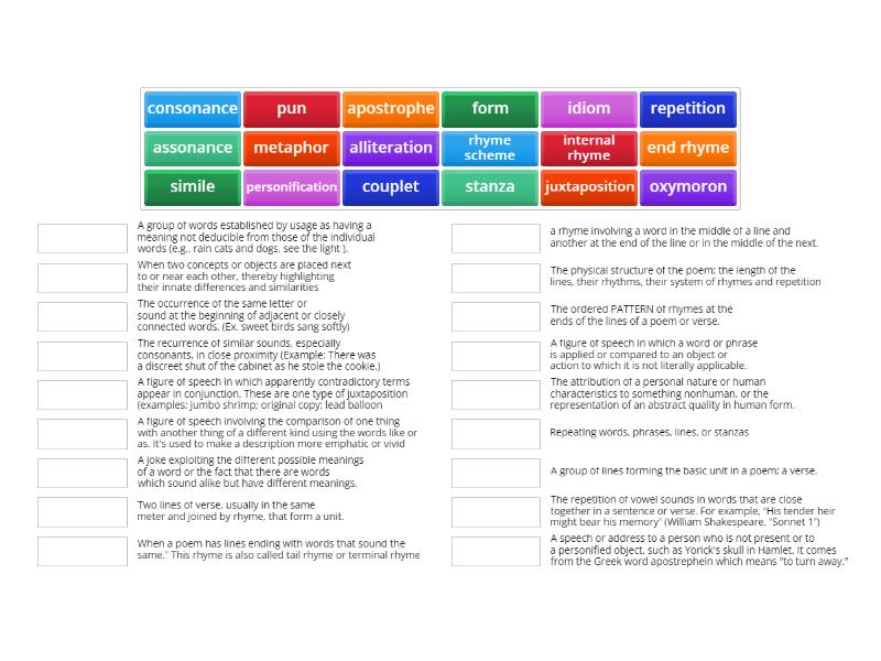 Hendershott's Poetry Vocabulary Review - Match up