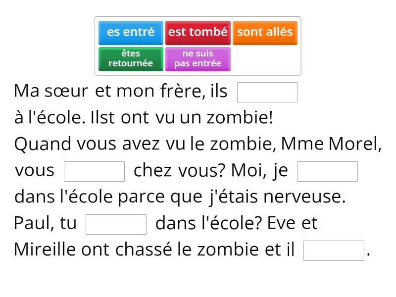 Le passé composé avec être - Complete the sentence