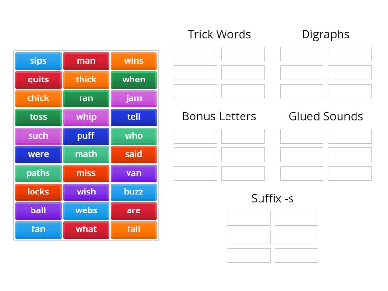 Fundations Word Catcher-Match the concept - Ordenar por grupo