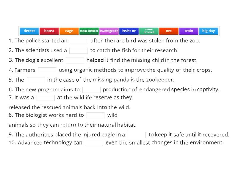 Animal magic (Outcomes pre-int 11 Unit) - Complete the sentence