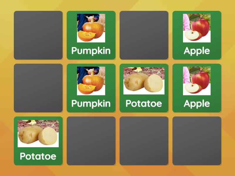 Fall Foods Matching Game (same) - Matching pairs