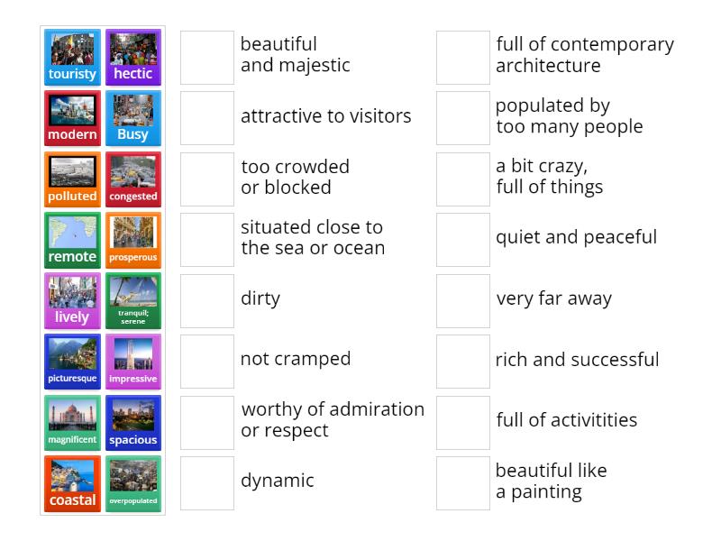 Adjectives to describe PLACES - Match up