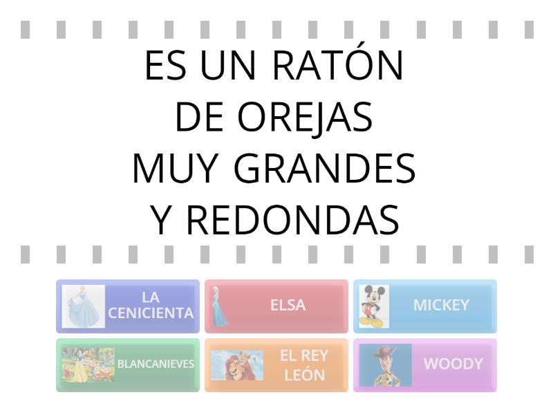ADIVINANZAS Personajes de Disney - Find the match