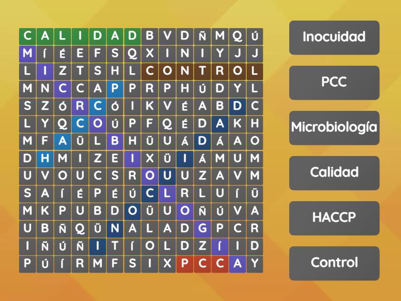 calidad - Sopa de letras
