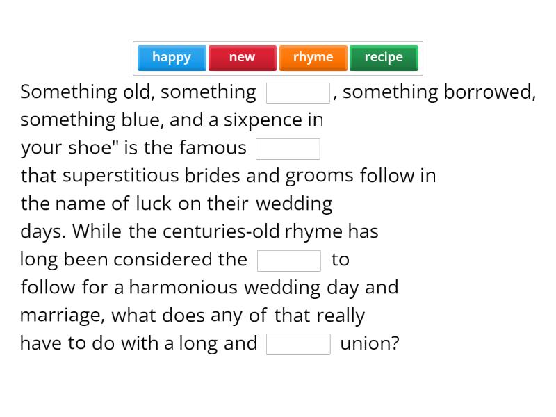 Wedding - Complete the sentence