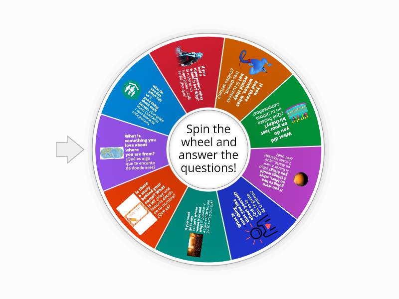 Conversation Wheel (Spanish-English) - Spin the wheel