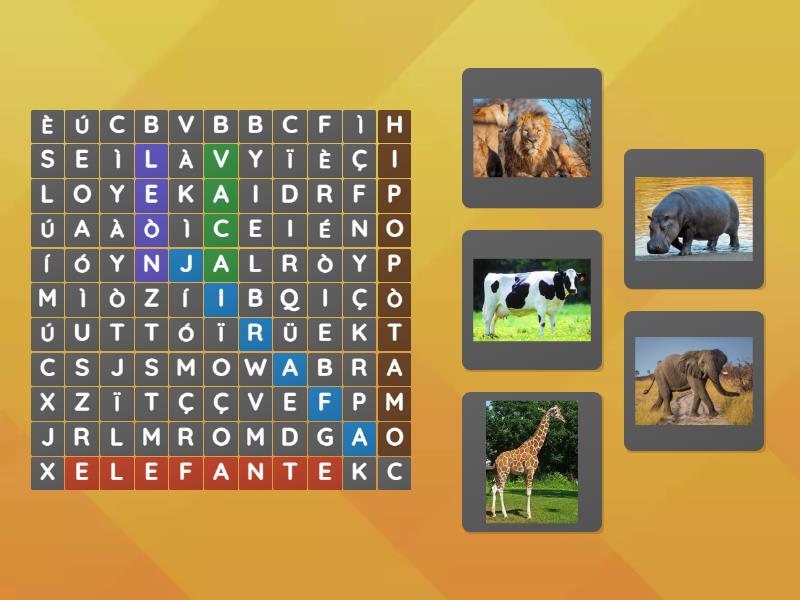 Animales Mamiferos - Sopa de letras