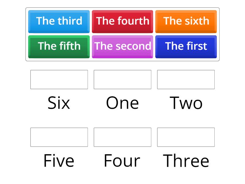 Ordinal numerals 1-6 - Match up
