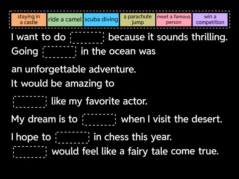 Vocab sentences - Complete the sentence