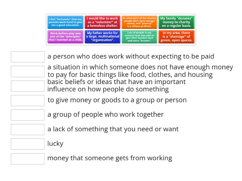 Vocabulary preview - Match up