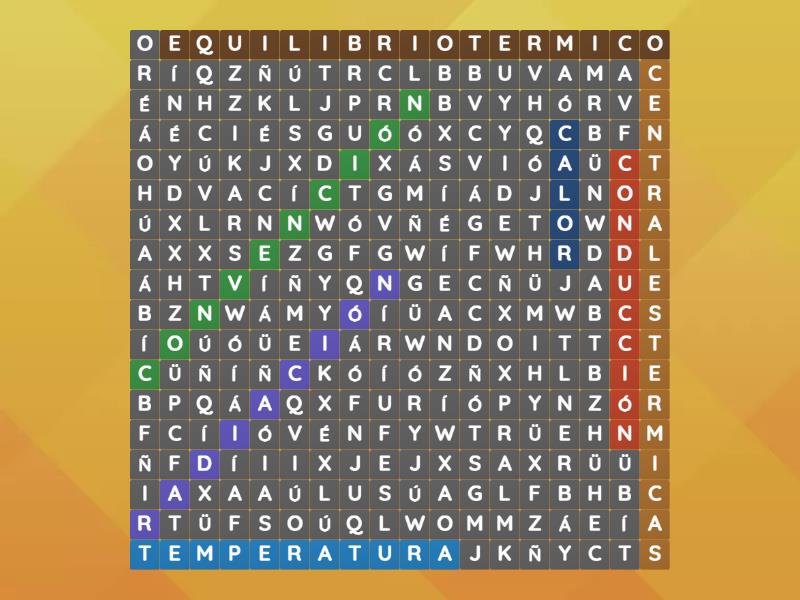 Sopa de letras temperatura termica - Wordsearch
