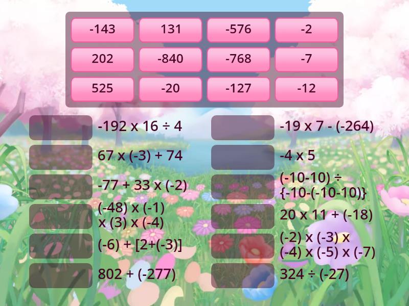 Integers game - Match up