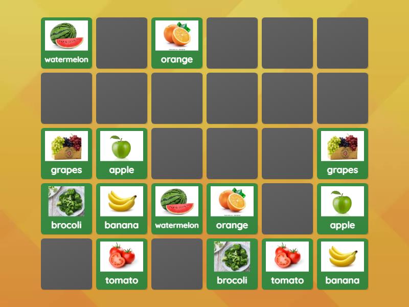 fruits and vegetables - Matching pairs