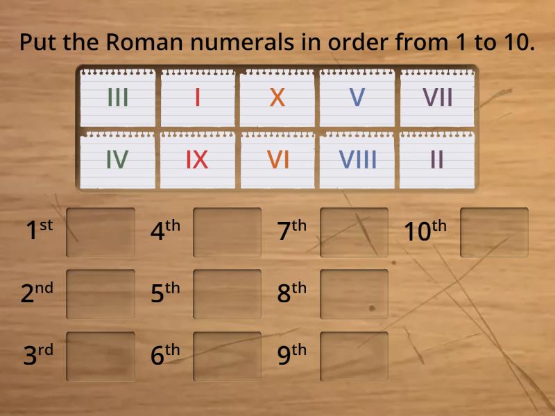 Roman numerals - order 1 to 10 - Orden correcto