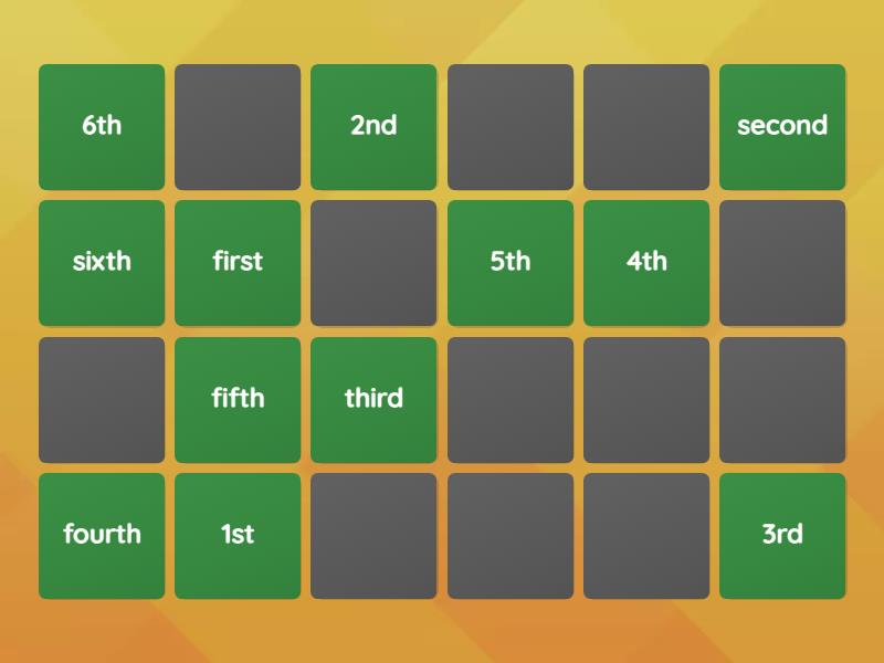 Ordinal Numbers Memory - Parejas