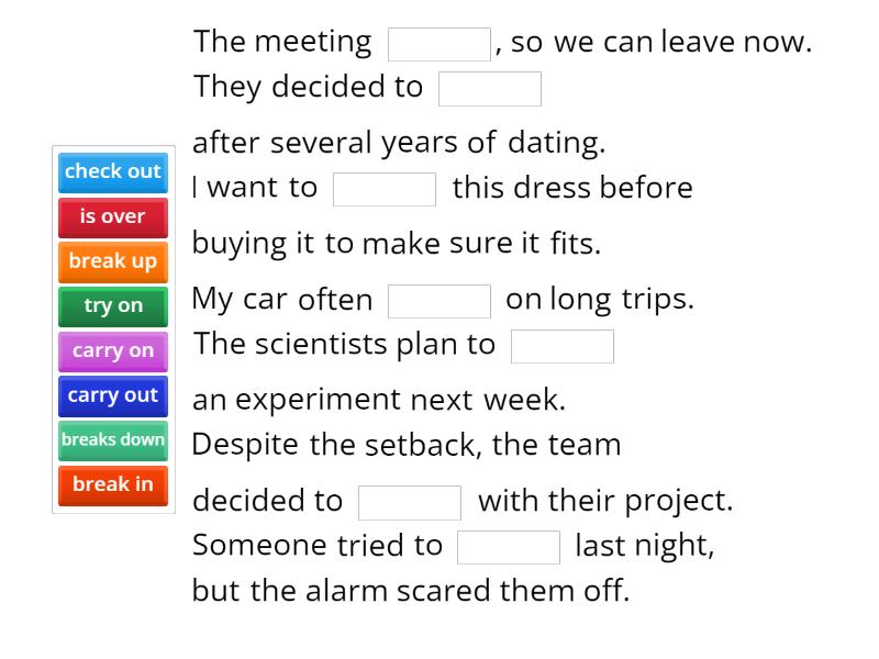 Phrasal verbs B1 - Complete the sentence