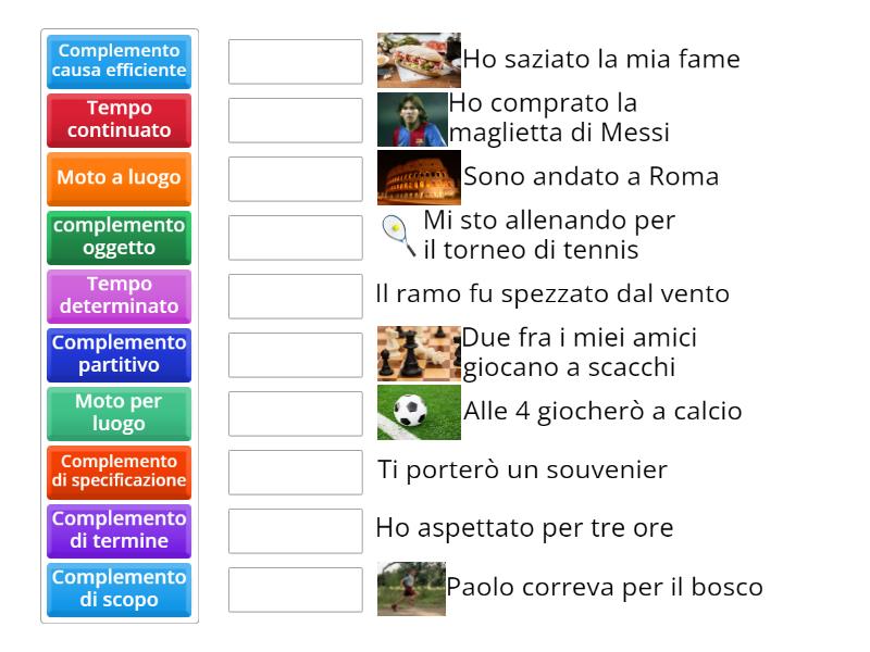 Individua i complementi - Match up