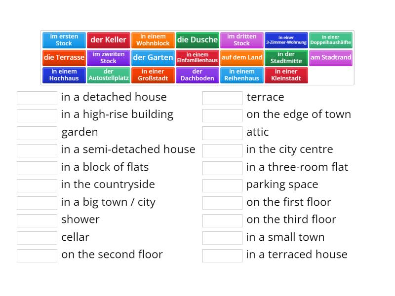 Wo wohnst du? - Match up