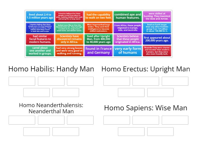 Early Hominins - Group sort