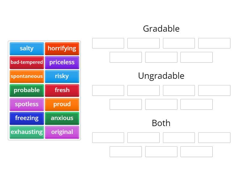 gradable/ungradable adjectives - Group sort