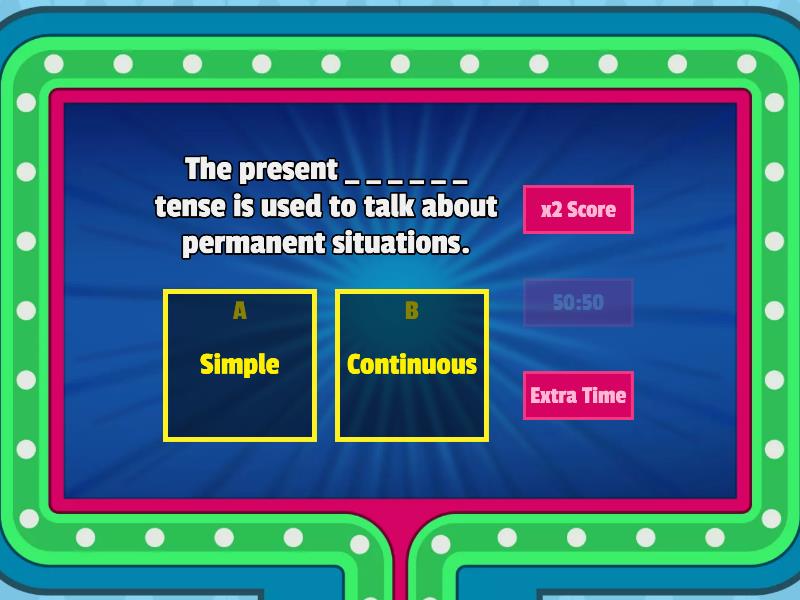 Review of present tenses (simple and continuous) ⏲ - Gameshow quiz