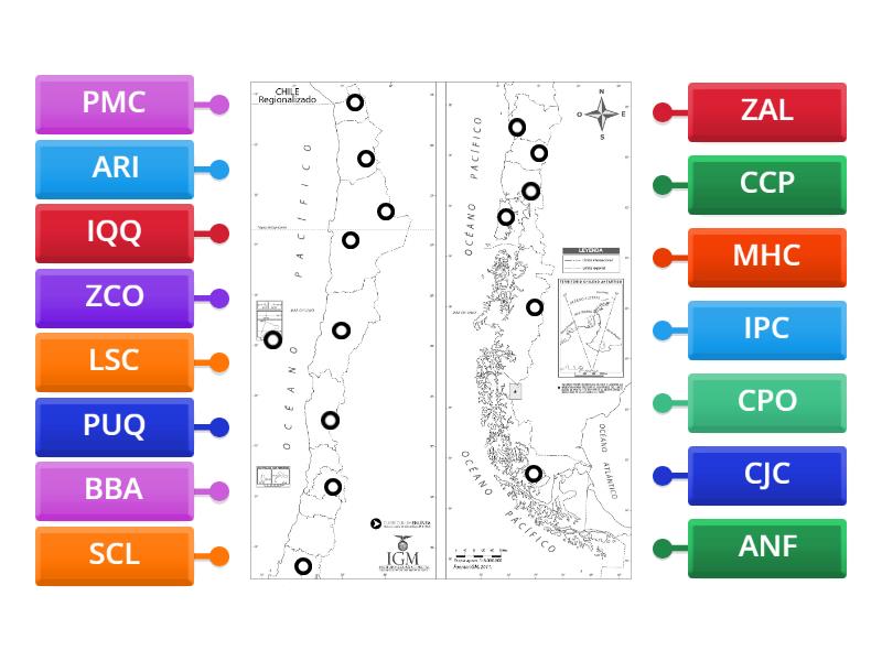 codigos iata mapa de Chile - Labelled diagram