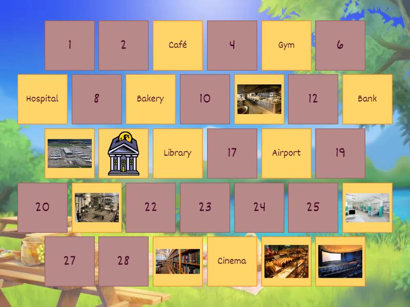 Memory game - Places in town - Matching pairs