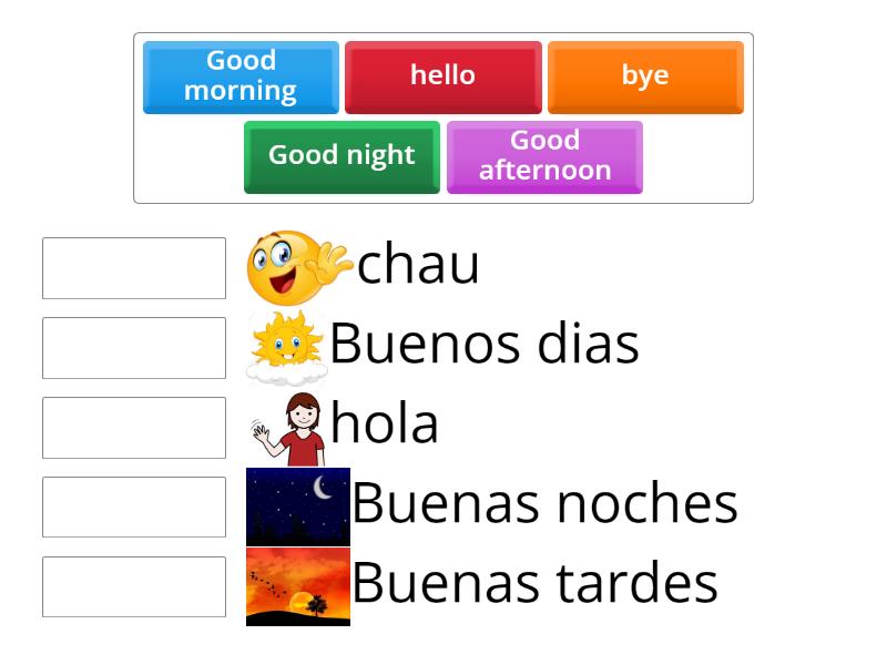 Saludos en ingles/ greetings - Match up