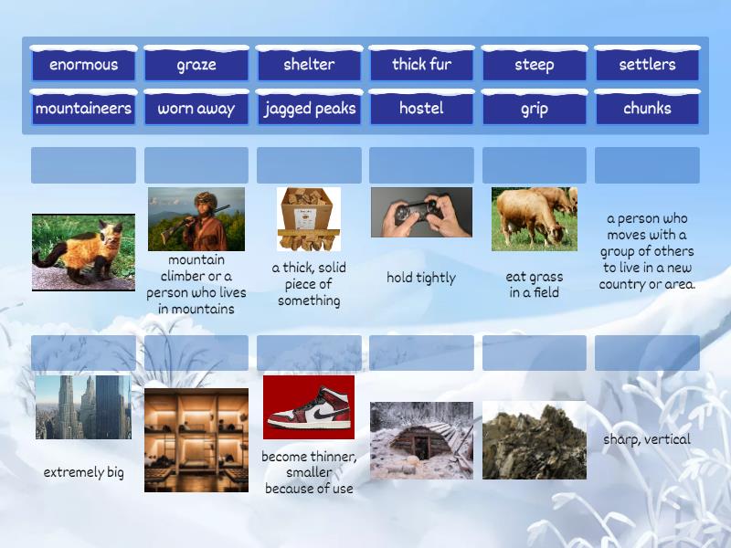 Mountain - vocabulary - Match up