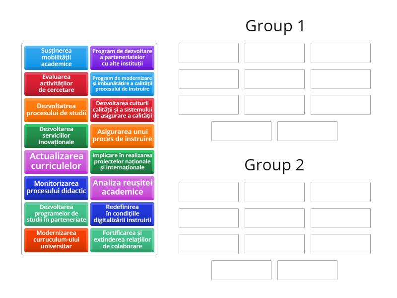 Plan de acțiuni cercetare și dezvoltare - Group sort