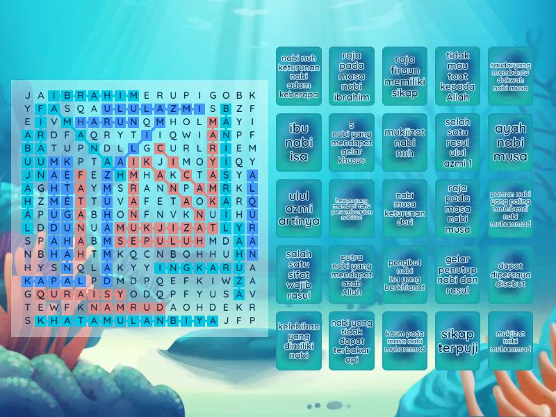 Teka Teki Rasul ulul azmi kelas 5 - Wordsearch