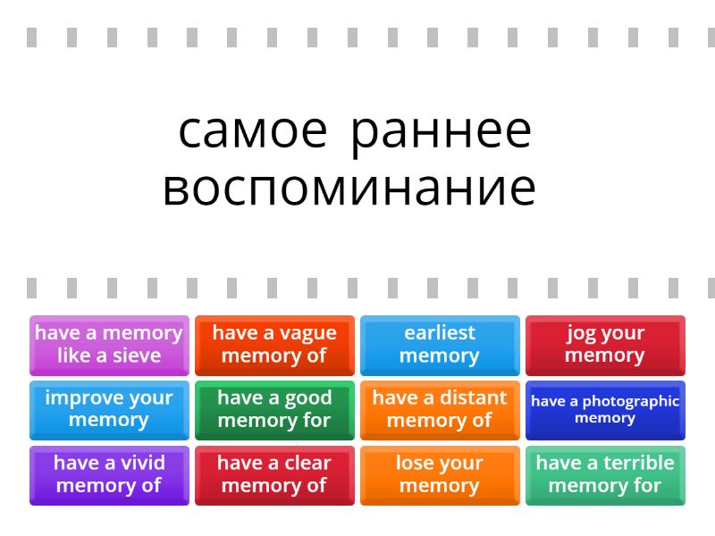 Focus 4 Unit 1.3 (memory) 2 - Find the match