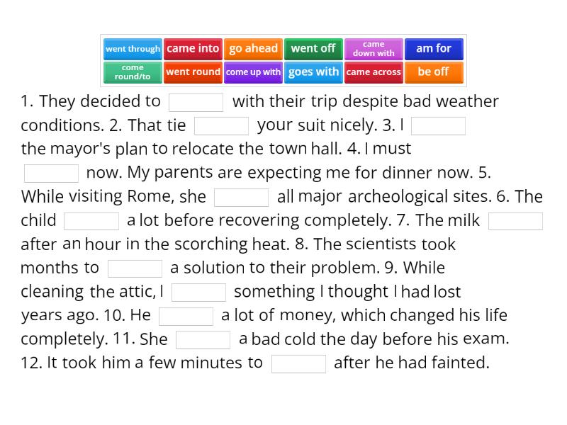 Units 1-7_phrasal verbs revision - Complete the sentence