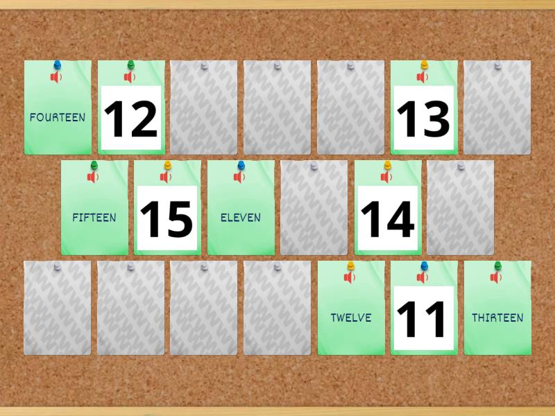 MEMORY MATCH NUMBERS 11-20 - Matching pairs