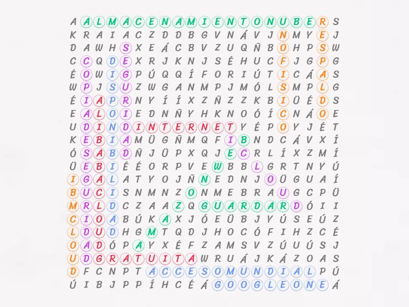 sopa de letras nube - Wordsearch