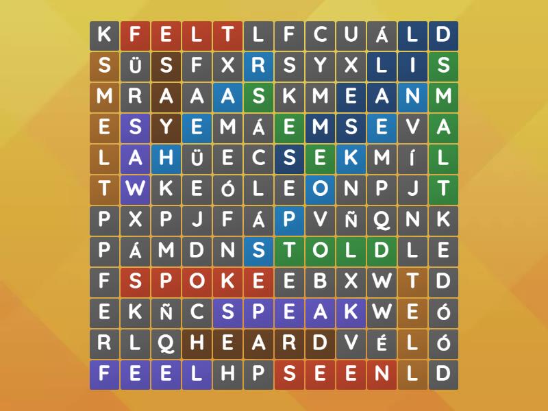 regular and irregular verbs - Wordsearch