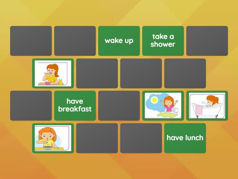 Memory Game Daily Routine verbs - Matching pairs