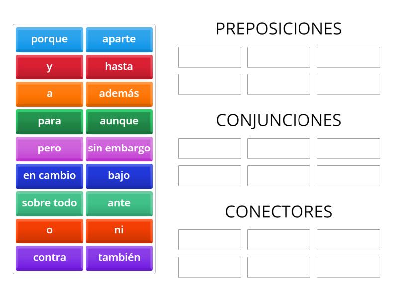 PREPOSICIONES/CONJUNCIONES Y CONECTORES - Group sort