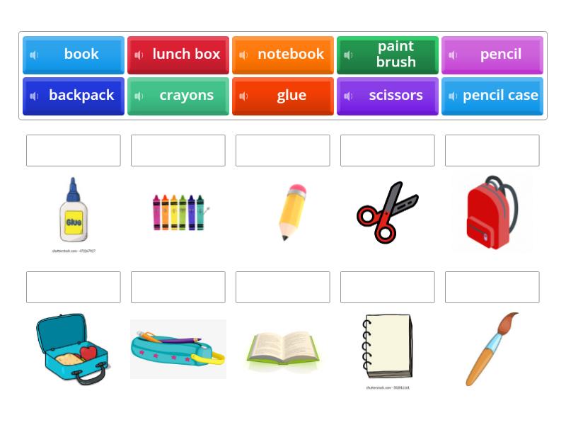 school supplies - Match up