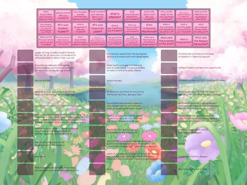 Modern America Review Part 1 - Match up