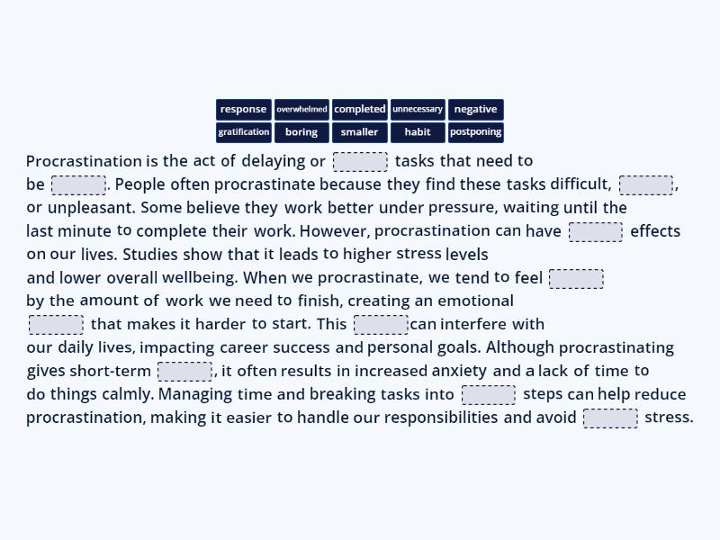 What is procrastination? - Complete the sentence