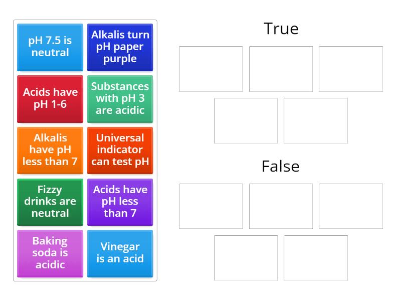 True False pH Scale - Group sort