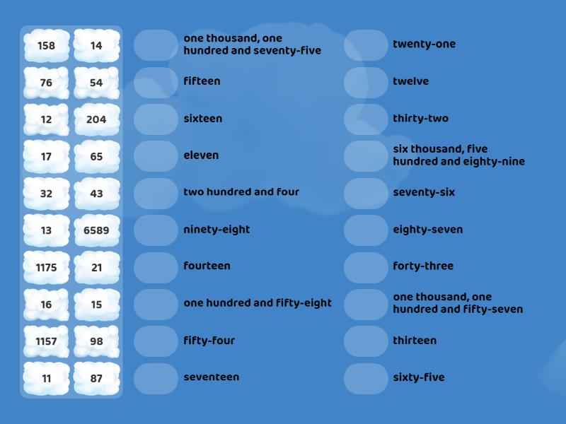 write numbers association - Match up